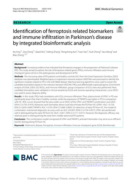 Pdf Identification Of Ferroptosis Related Biomarkers And Immune