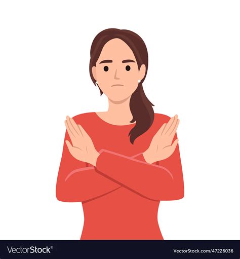 Angry Woman Standing With The Crossed Arms Vector Image