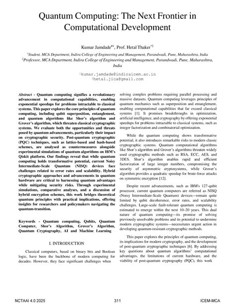 Pdf Quantum Computing The Next Frontier In Computational Development