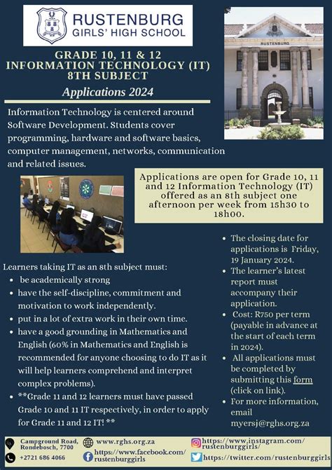 Rustenburg Girls High School Offers Information Technology As An 8th Subject One Afternoon Per