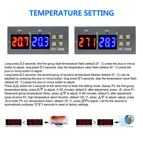 Dc 24v Stc 3008 Temperature Controller Dual Probe Dipslay Thermostat N Diymore