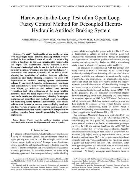 Pdf Hardware In The Loop Test Of An Open Loop Fuzzy Control Method For Decoupled Electro