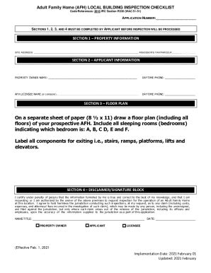 Fillable Online Adult Family Home Checklist IRC Fillable Adult Family Home Checklist