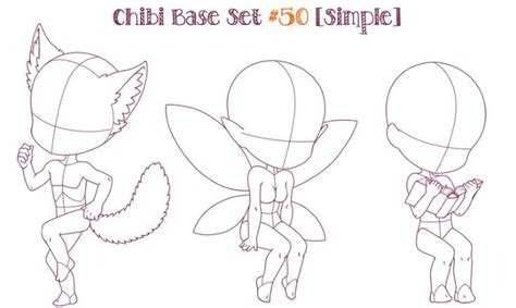 Simple Chibi Base Set 50 Chibi Drawings Chibi Simple