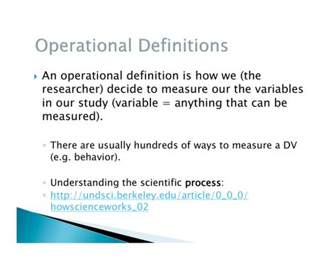 Research Methods Operational Definitions Study Designs