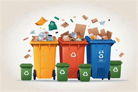 Ilustración Vectorial De La Clasificación De Basura Clasificación De La Basura Por Material Y