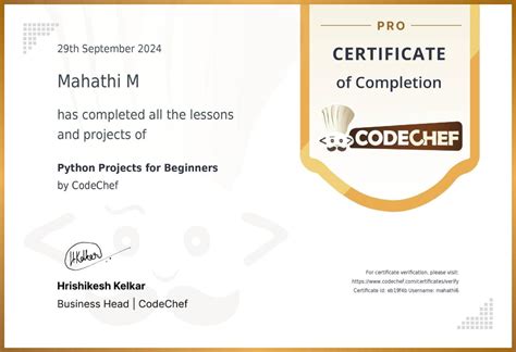 Mahathi Muthu On Linkedin Codechef Certificate Mahathi M