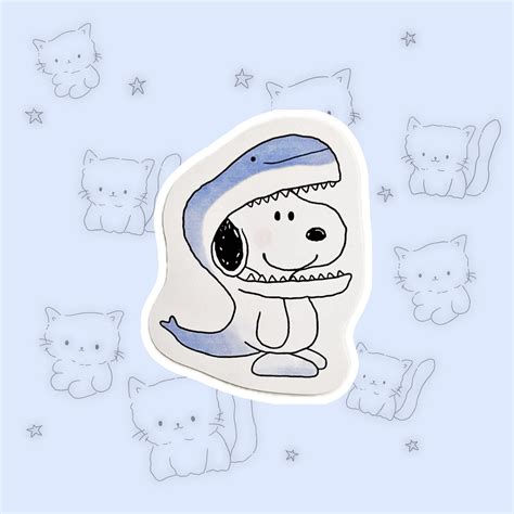Shark Costume Snoopy Sticker Etsy In 2024 Snoopy Wallpaper Snoopy