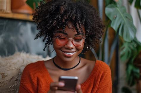 Premium Photo Black Woman Using Social Media On A 5g Smartphone