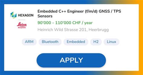 Embedded C Engineer F M D Gnss Tps Sensors R Swissdevjobs