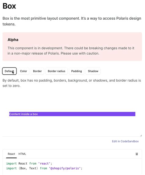 Layout Foundations Update `box` Component Docs And Guidance · Issue 6902 · Shopifypolaris