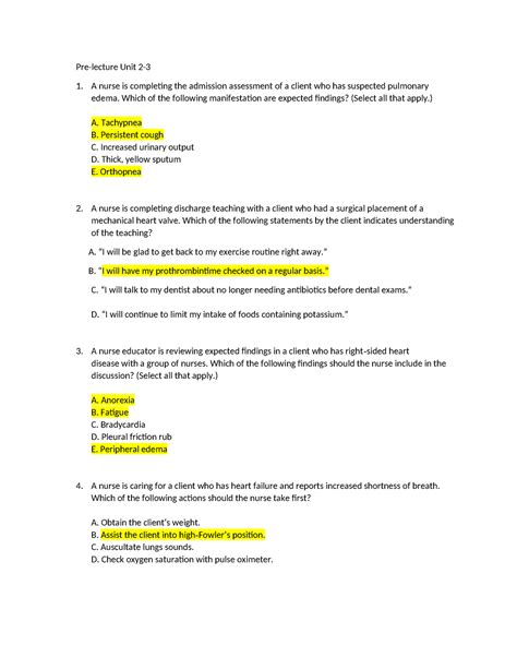 pre lecture unit 2 faculty pre lecture unit 2 a nurse is completing