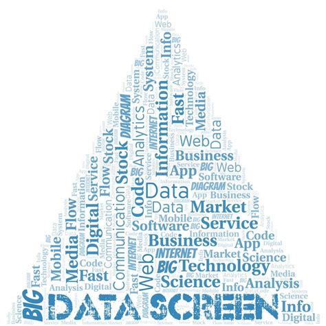 Data Screen Vector Word Cloud Made With Text Only Stock Illustration