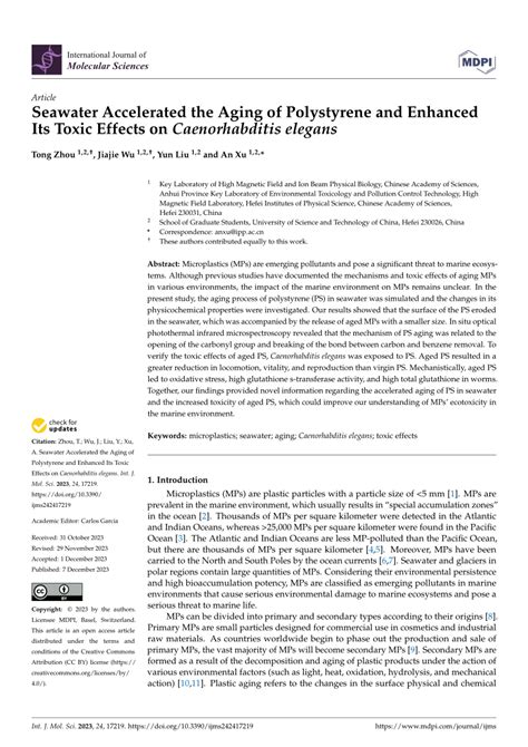 Pdf Seawater Accelerated The Aging Of Polystyrene And Enhanced Its