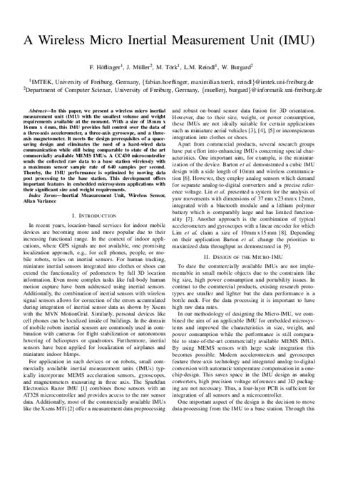 pdf a wireless micro inertial measurement unit imu
