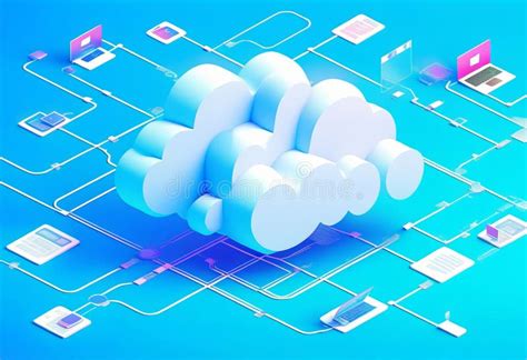 3d Cloud Computing Service Management Digital Technology Background Stock Illustration