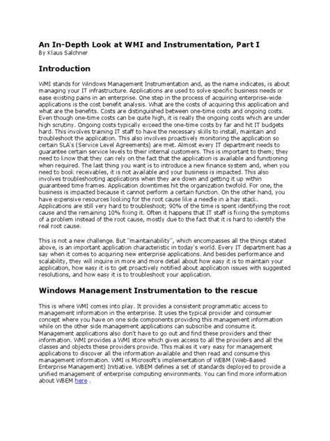 An In Depth Look At Wmi And Instrumentation Pdf Method Computer Programming Namespace
