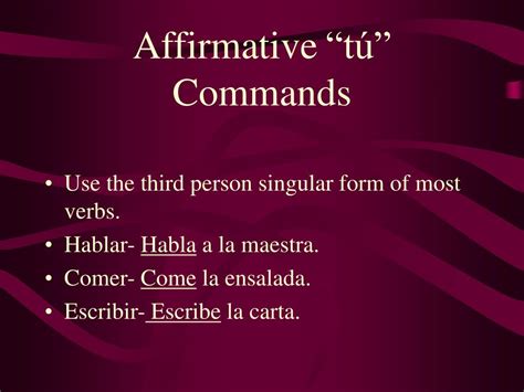 Ppt Affirmative “tú” Commands Powerpoint Presentation Free Download Id 4079449