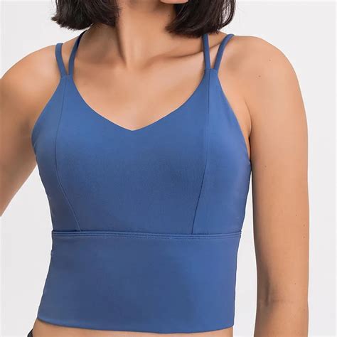 New Nude Extended Hem Sports Bra Sexy Suspender Cross Back Yoga Bra Women Underwears Gym Clothes