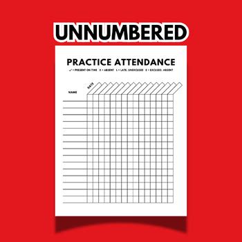 Sports Team Practice Attendence Sheet By Daycare Printables Tpt