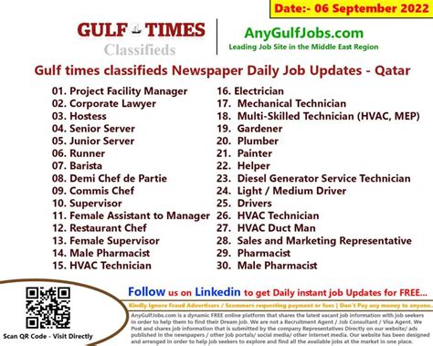 6385 Gulf Times Classified Jobs Gulf Times Jobs Qatar