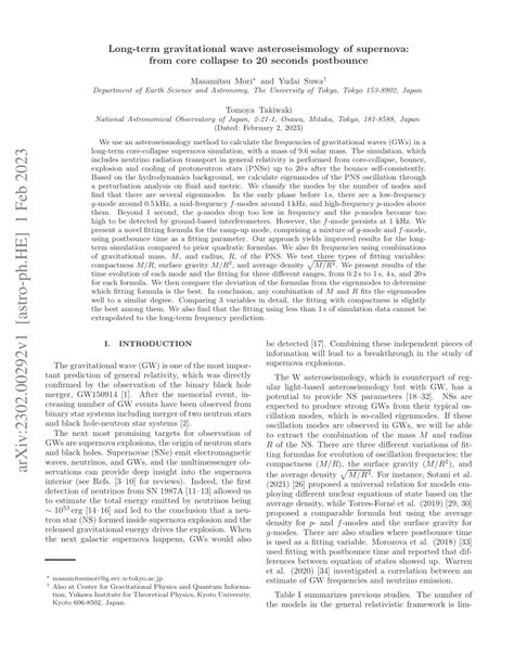 Pdf Long Term Gravitational Wave Asteroseismology Of Supernova From Core Collapse To 20