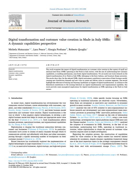 Digital Transformation And Customer Value Creation In Made In Italy Smes A Dynamic