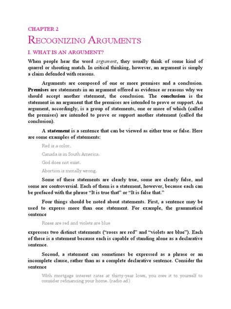 Chapter 2 Recognizing Arguments From Material Pdf Argument Reason