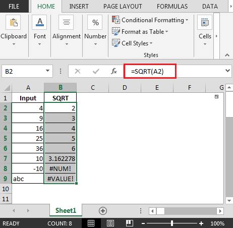 How To Square Root In Excel
