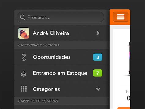 iOS App Sidemenu by André Oliveira on Dribbble