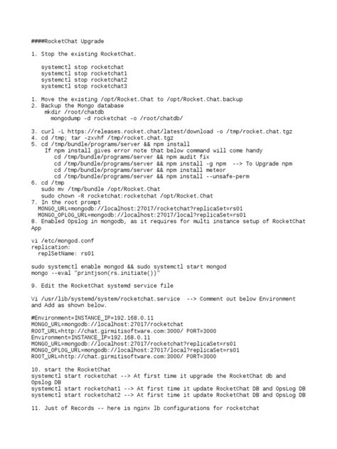 Rocketchat Upgrade Steps Pdf Information Technology Computer Data