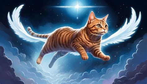 A Picture Of A Cat Flying To Heaven After Life After Death Premium Ai