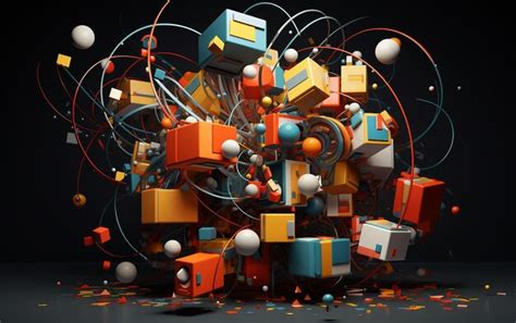 Premium Ai Image Cuboidal Elements In Modern Art