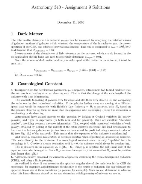 Dark Matter Age Of Universe Origin Of Universe Astr 340 Docsity