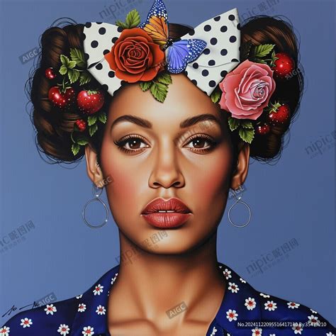 Ai创作图手绘草莓女 蓝莓插画美女 写实美女 数字肖像插画 彩妆人物欣赏 写实人物绘画 原创草莓妹插画 写实少女 草莓女士图案印花 漫画草莓