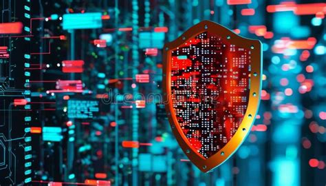 Cybersecurity Shield Design With Digital Data Elements Representing