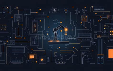 A Robotic Arm Operates Within A Complex Network Of Electronic Circuits