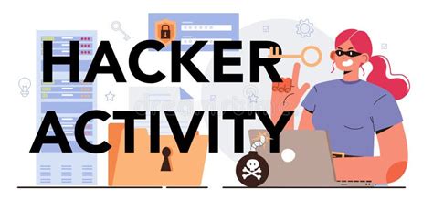 Hacker Activity Typographic Header Digital Data Protection And Database Stock Vector