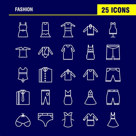 Fashion Line Icons Set For Infographics Mobile Uxui Kit And Print