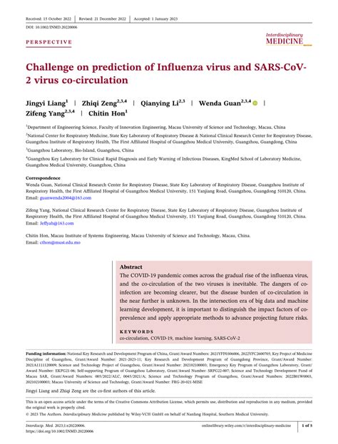 Pdf Challenge On Prediction Of Influenza Virus And Sars‐cov‐2 Virus