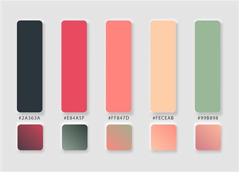 Rgb 16진수 벡터의 다양한 색상 팔레트의 벡터 색상 팔레트 조합 프리미엄 벡터