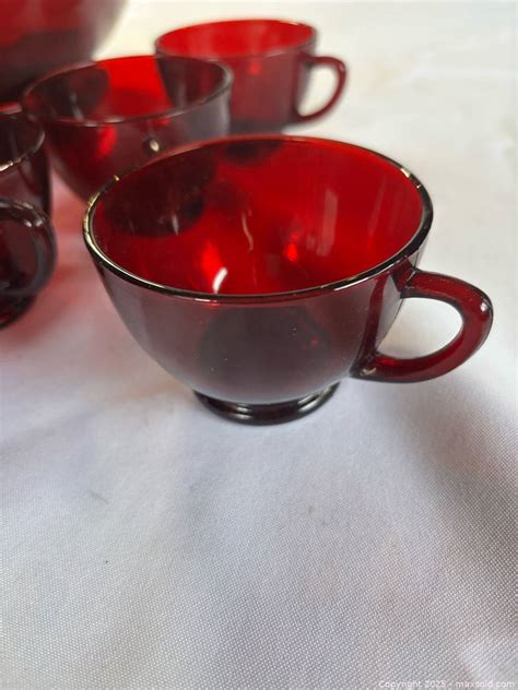 Ruby Red Depression Glass Punch Set Maxsold