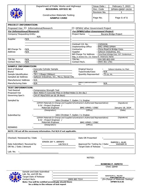 Sample Card 28daysxlsx Pdf Concrete Engineering