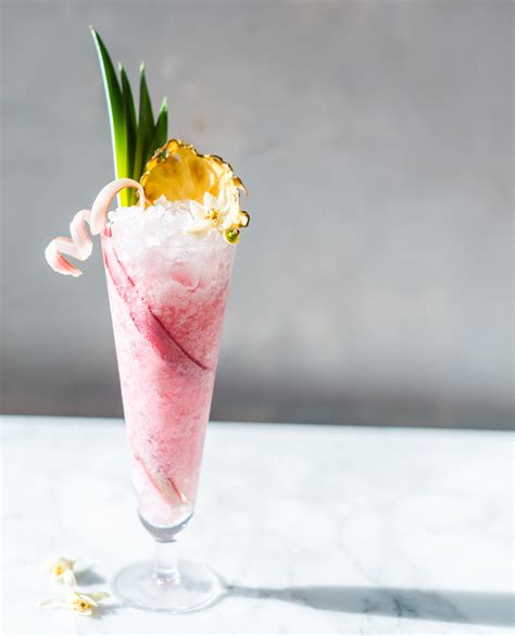 To Rue And Pine Coconut Pineapple Rhubarb Tiki Cocktail Craft And