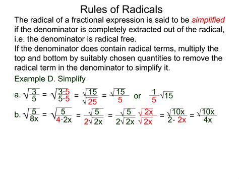 4 2 Rules Of Radicals Pptx Physics Science