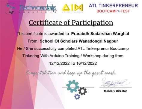 Prarabdh Sudarshan Warghat Arduino Bootcamp Certificate Pdf