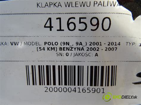 Vw Polo 9n 9a 2001 2014 12 40 Kw 54 Km Benzyna 2002 2007