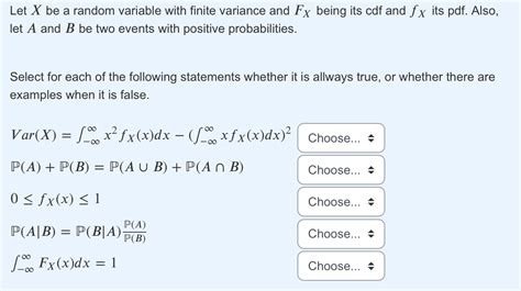 Solved Let X Be A Random Variable With Finite Variance And