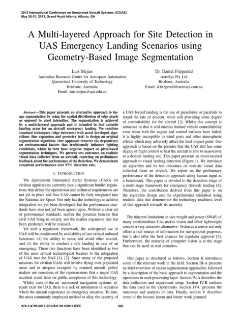 2013 A Multi Layered Approach For Site Detection In Uas Emergency Landing Scenarios Using
