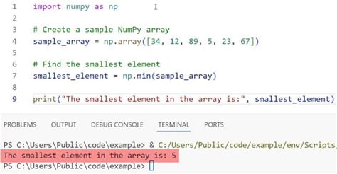 Python Program To Find The Smallest Element In A Numpy Array